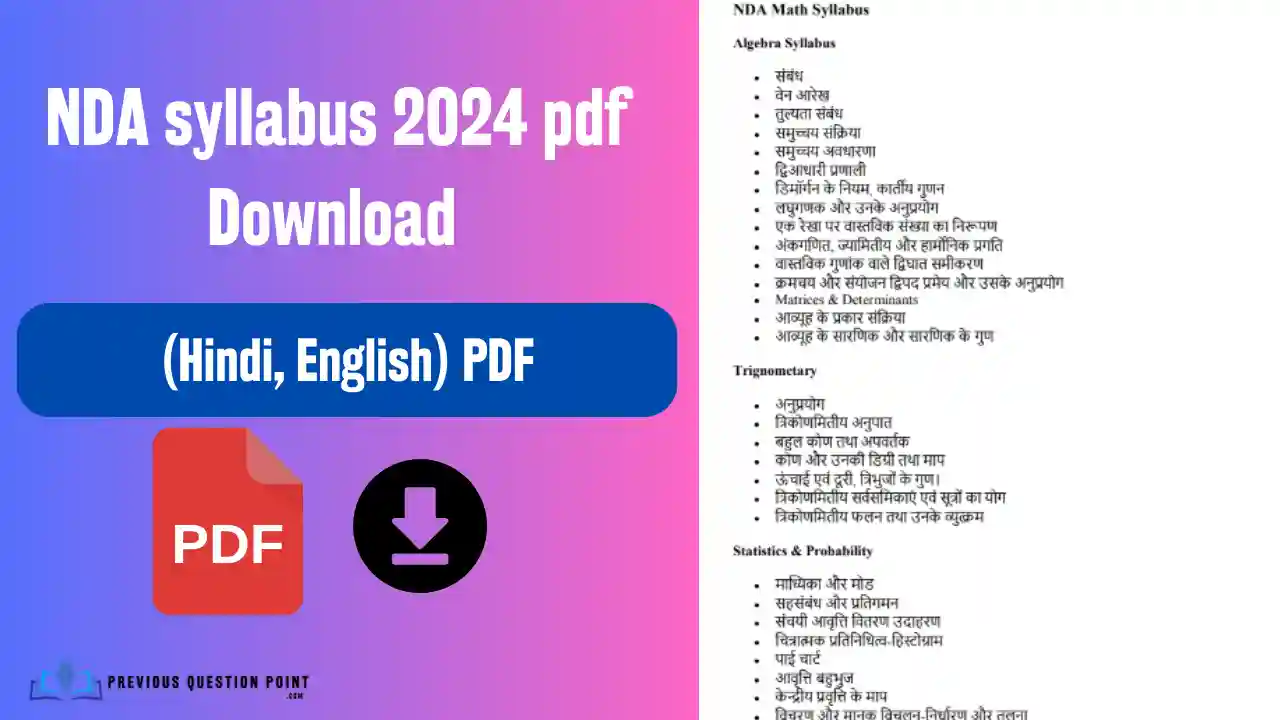 NDA Syllabus 2025 Pdf Download In Hindi English Previousquestionpoint in
